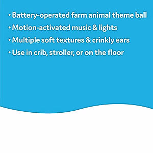 Yookidoo Baby Lights N' Music Friends Ball A Soft Newborn Musical Ball Toy with Flashing Stars and Three Friendly Farm Animals. Ideal for Floor Play, Stroller Or Crib.