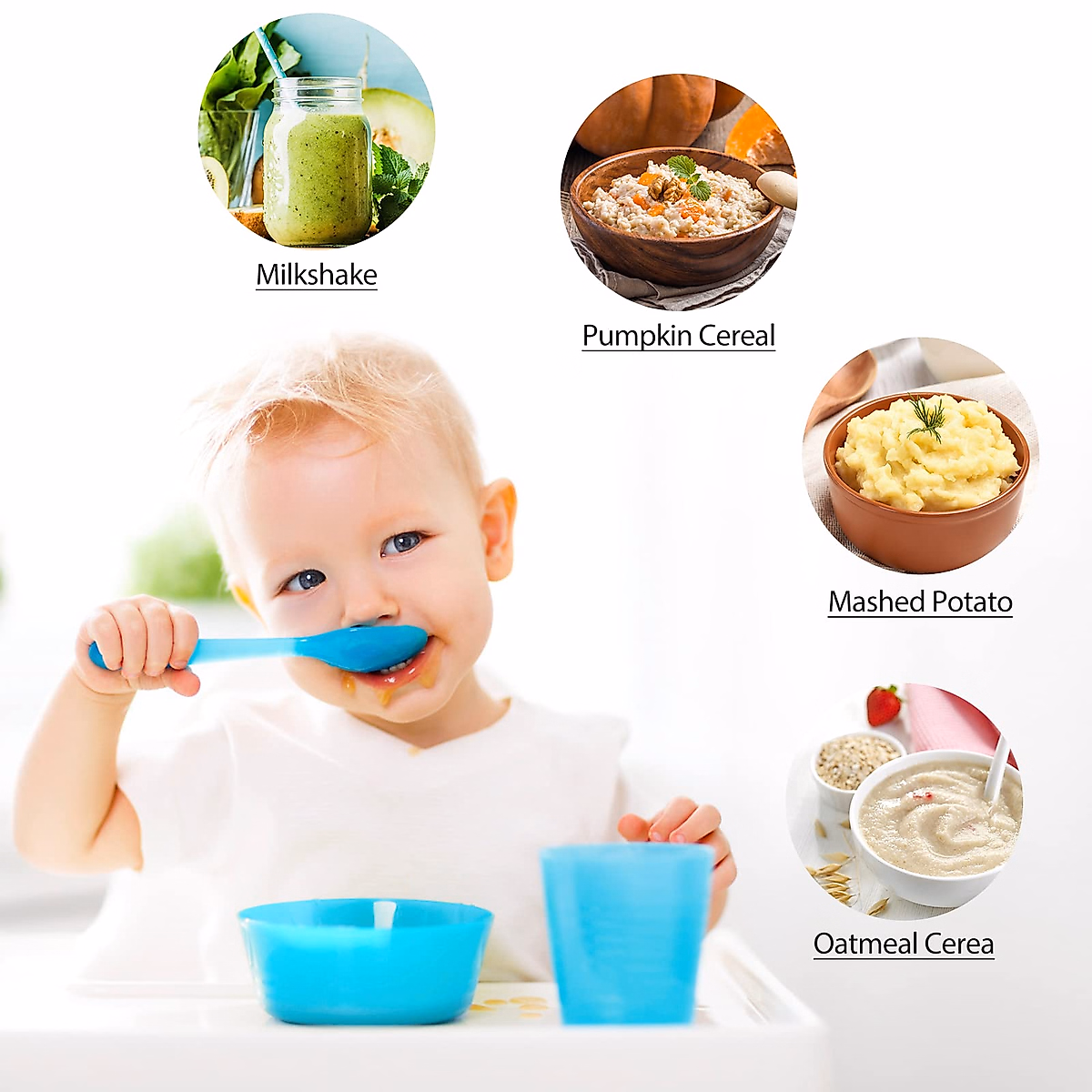 Qinkada Meat Grinder with 2 Stainless Steel Bowls, 500W Electric Food Processors, 3 Speed, 4 Bi-Level Bladesand Spatula for Baby Food, Meat, Onion, Vegetables, Fruits