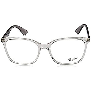 Ray-Ban Men's RX7066 Square Prescription Eyeglass Frames, Transparent on Grey/Demo Lens, 54 mm