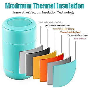 Adorever 17oz/ 25oz Thermos for Hot Food with Spoon, Leakproof Lunch Thermos for Kids Adults, Soup Thermos Vacuum Insulated Food Jars, Blue