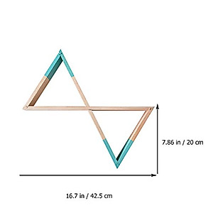 Garneck Wall Shelf Decor Wooden Floating Shelf Triangle Funnel Shaped Shelf Organizer Wall Mount Decorative Display Shelves Home Office Wall Storage Holder Green Botanical Decor
