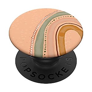 Boho Burnt Orange Half Rainbow Dotted Watercolor Pattern PopSockets Swappable PopGrip