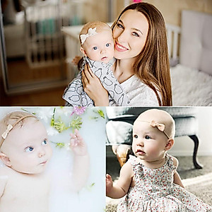 Subesty Baby Girls Nylon Elastic Headband Soft Flower Hair Band For Toddler Infant Newborn Set Of 10