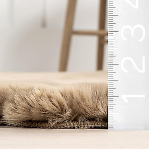 nuLOOM 2' x 6' Cozy Plush SuperiorWash Area Rug, Machine Washable, Non-Slip, Soft Fluffy Shag Carpet for Living Room Bedroom Kids Room Nursery Home Decor, Eline Camel