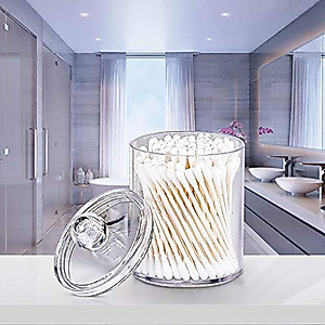 AXX Qtip Dispenser Apothecary Jars Bathroom - Qtip Holder Storage Canister Clear Plastic Jar for Cotton Ball,Cotton Swab,Q-Tips,Cotton Rounds