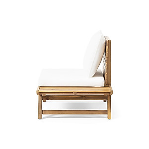 Christopher Knight Home Sedona Outdoor Wooden Club Chairs with Cushions (Set of 2), 37 "W x 28.25 "D x 29.5 "H, Teak + White