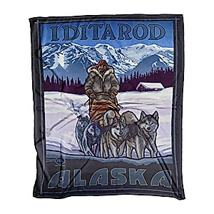 Iditarod Alaska Sled Dogs Ultra Fleece Bed Sofa Travel Cozy Blanket from Travel Artwork by Artist Paul A. Lanquist 60" x 80".
