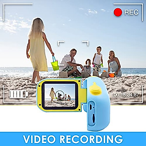 Acelane Kids Camera Digital Video Camera Recorder Mini Camcorder with 1080P 2.4 inch Screen, 32GB SD Card, Rechargeable, Birthday Christmas Holiday Party Gift Toy for Toddler Boys Girls Age 3+, Blue