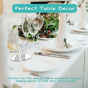 Rely2016 Mirrored Table Number, 1-20 Wedding Table Numbers Stands with Holder Base Acrylic Table Numbers Place Card Holders Reception Décor for Wedding Banquet Birthday Party Event Catering (Silver)