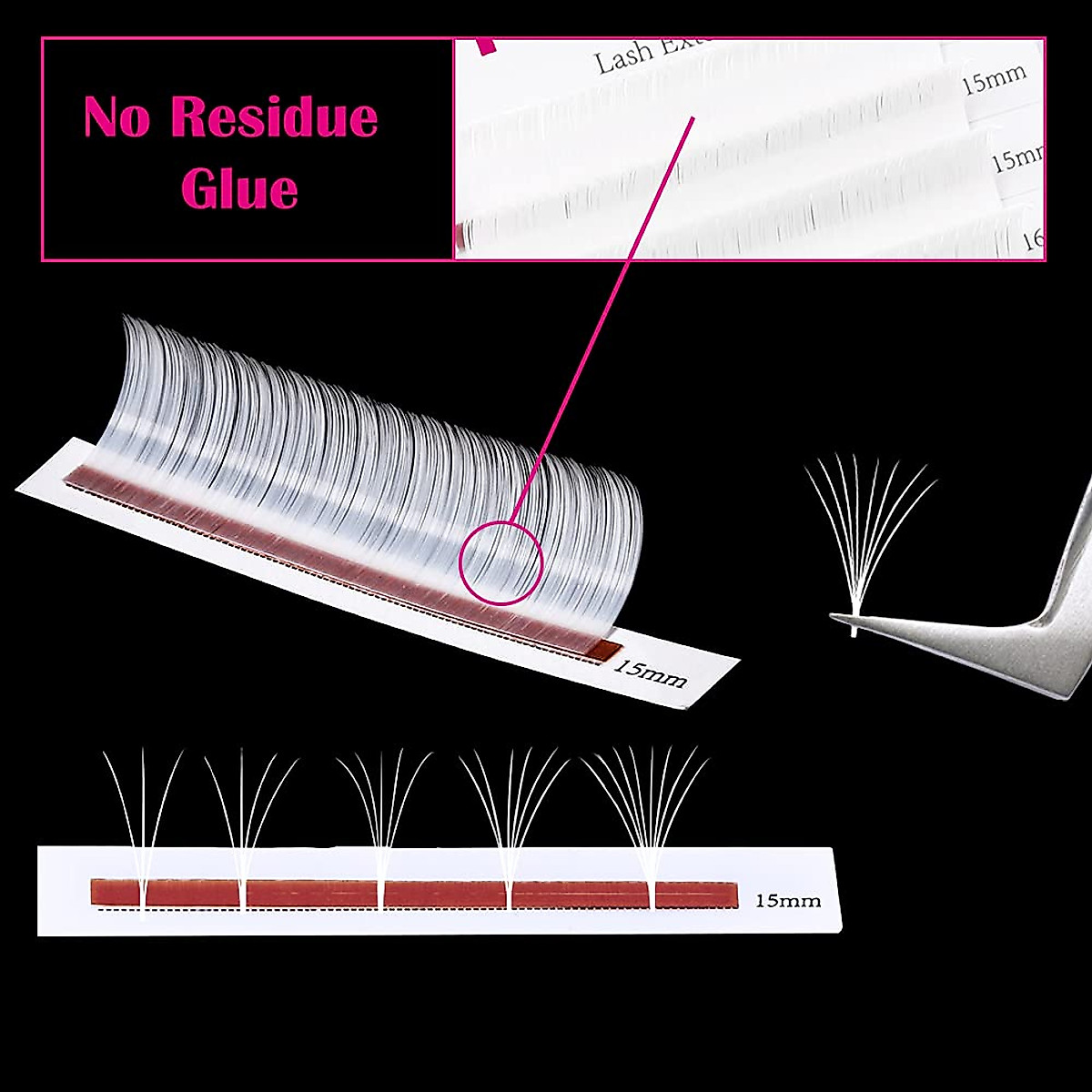 Eyelash Extension 0.07 Colored Easy Fan Lashes White D Curl Self Fanning Lashes Colored, Volume Lash Extensions (White 0.07D, 15-20mm)