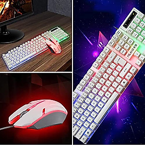 B Blesiya Mechanical Keyboard 104 Keys Gaming Keyboard for PC Gamer Computer Laptop, White Keyboard