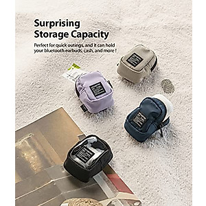 Ringke Mini Pouch [Block] Nylon Carrying Pouch Small Bag for AirPods, Galaxy Buds, Earphones, Cards, ID - Black