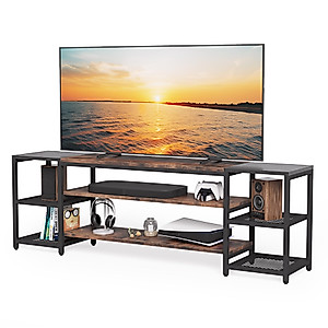 LITTLE TREE 78 Inch TV Stand for Living Room, Entertainment Center for TVs up to 85 Inches, Media Console for Bedroom, Farmhouse Television Stands with Storage, Modern Wood TV Console