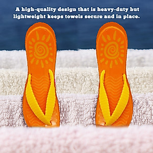 PERFORMORE Flip Flop Beach Towel Clips (Orange), 2-Pack, Portable Towel Holder Clips, Secure Clips for Beach Chairs Deck Patio Pool Boat Cruise Lounge Chair Accessories