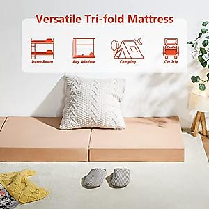 PrimaSleep 4 inch Tri Folding Topper Narrow Twin/Beige/Gel Memory Foam