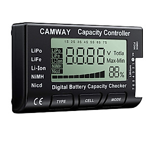 CAMWAY 5PCS 2in1 1-8s Lipo Battery Voltage Tester,RC Low Voltage Buzzer Alarm+ Digital Battery Capacity Tester RC Cellmeter-7 Lipo Battery Tester LCD Battery Checker Controller
