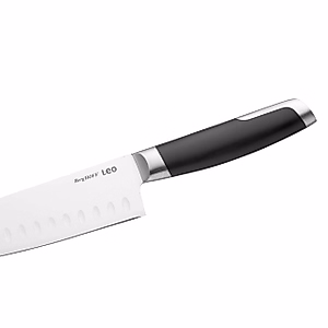 Berghoff Graphite Santoku Knife 7", Stainless Steel Sharp Wide Blade, Soft-touch Handle, Cutting Slicing Chopping Fruit Vegetable Fish Meat, Well Balanced