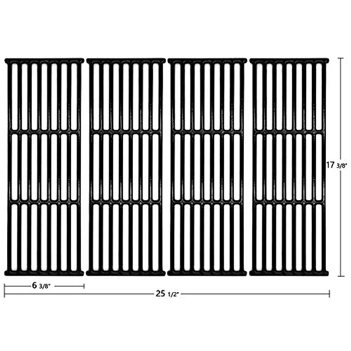 Hongso 17 3/8" Porcelain Polished Cast Iron Cooking Grates Replacement for Broil-Mate, Broil King 9625-67, 9625-84, Baron 320, Baron 340, Baron 440, Huntington and Sterling, PCB005, 4Pcs