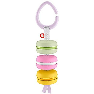 Fisher-Price Baby Pretend Food Baby Rattle My First Macaron Take-Along Sensory Toy for Newborns in Gift Ready Package
