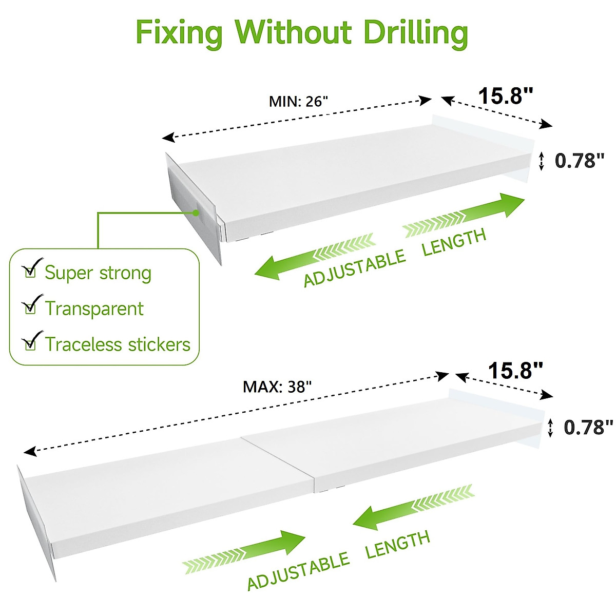 SOFRON Expandable Closet Shelf Organizer, Adjustable Shelves Organizer, Storage Shelving Rack DIY Divider RV Separator for Cabinet Pantry Wardrobe Cupboard Kitchen, 2 Pack, XXL