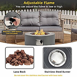 Giantex Propane Fire Pit Table W/ CSA Certification & PVC Cover, 27.5 Inches Round Gas Fire Pit w/ 40,000 BTU, Adjustable Flame, Lava Rocks, Outdoor Propane Fire Pit for Patio Garden Backyard