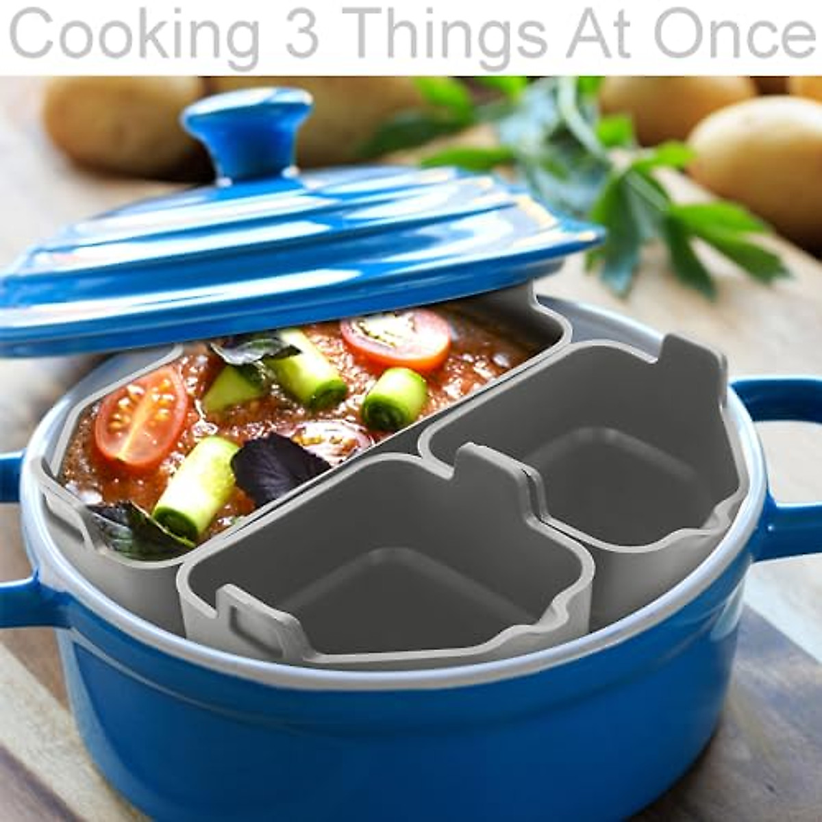 Slow Cooker Liners Divider, Crock Pot Liners Divider Insert Reusable Silicone Cooking Liner Dishwasher Safe, Fit 4QT to 5QT for Slow Cooker Crockpot, Grey