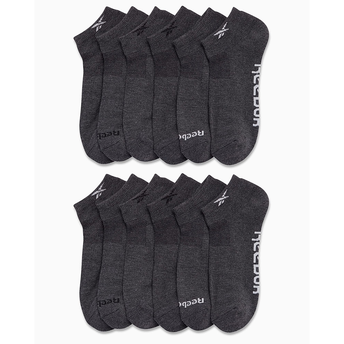 Reebok Men's Low Cut Socks - 12 Pack Performance Cushion Comfort No Show Socks - Breathable Athletic Socks for Men (6-12.5), Size 6-12.5, All Grey
