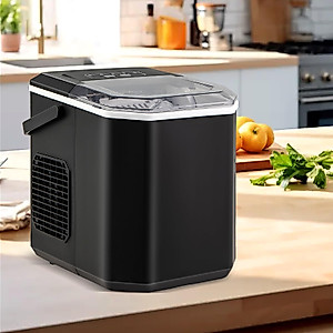 COSTWAY Countertop Ice Maker with Self-Cleaning, 9 Ice Cubes Ready in 6-13 Mins, 26.5Lbs/24H, 2 Sizes of Bullet Ice, Portable Ice Machine with Handle, Ice Scoop and Basket for Home Office (Black)