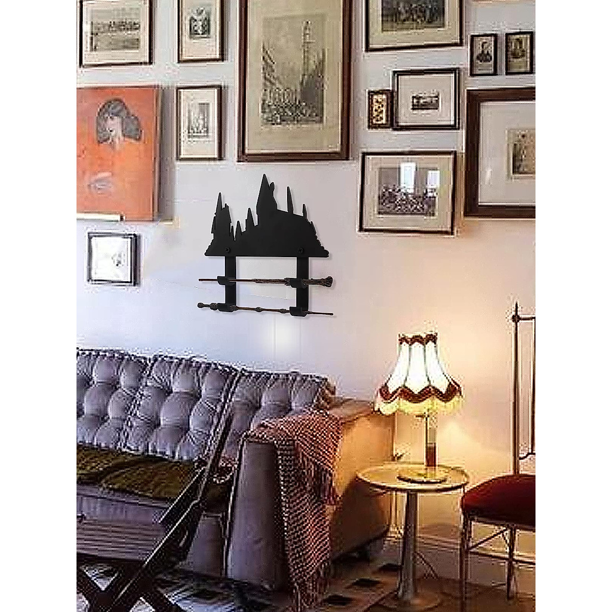 Biggun 2-Tier Wall-Mounted Pine Wood Magic Wand Display Stand - Black