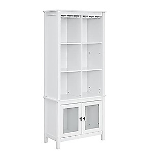 Home Source Jill Zarin White Bar Cabinet Bookshelf with Glass Doors