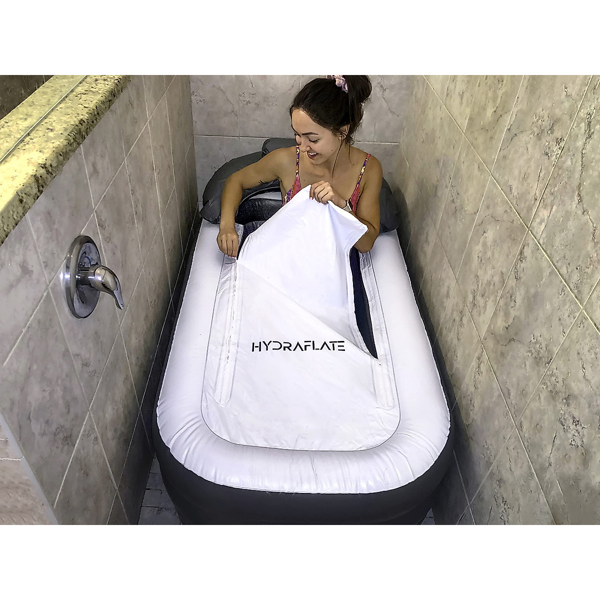 Hydraflate 63"x33" Inflatable Bathtub Adults, Cold Plunge Tub, Ice Bath Tub For Athletes, Foldable Bathtub, Portable Bathtub Adult, Collapsible Bathtub, Freestanding Bath for Indoor or Outdoor Use
