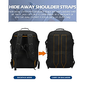 Hynes Eagle Carry on Backpack 38L Large Travel Backpack for Women Flight Approved Weekender Bag Laptop Backpack Men 15 inches Black with 3PCS Packing Cubes Set Grey