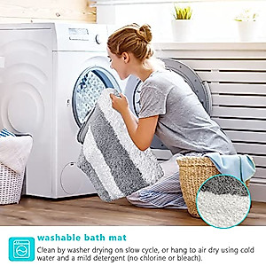 WEIDUOYI Microfiber Bathroom Rugs, Non-Slip Shaggy Soft Bath Rug, Thick Plush Bathroom Mat, Ultra Absorbent and Machine Washable Dry Bath Mats for Bathroom, (16" x 24", Grey1)