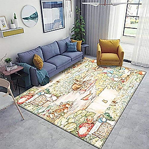 The World of Beatrix Potter Large Vintage Illustration Area Rugs Non-Slip Floor Mat Doormats Home Runner Rug Carpet for Bedroom Indoor Outdoor Kids Play Mat Nursery Throw Rugs Yoga Mat