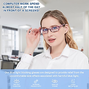 VIDEBLA 5 Pack Computer Reading Glasses Men and Women Anti Eyestrain Blue Light Blocking Glasses for Reading (5 Mix-2, 4.00)