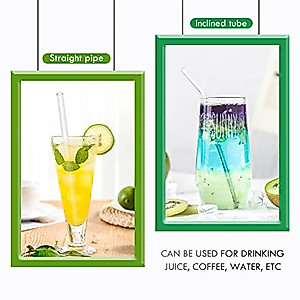 Panleding 16 Pack Reusable Glass Straws, Size 10''x10MM and 8.5''x10MM Each Including 4 Straight and 4 Bent, Clear Glass Drinking Straw with 4 Cleaning Brushes Perfect for Juice, Smoothies, Cocktail