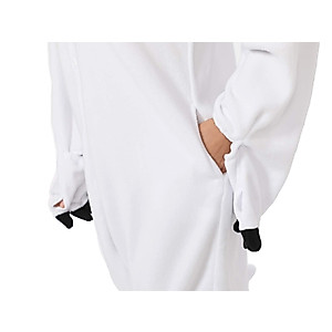 dressfan Animal White Dragon Onesie Pajamas Costume Halloween Cosplay Costume Christmas Pajamas for Unisex Adults Teens XXL