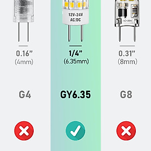 Maelsrlg GY6.35 LED Bulb, 4W(50W Equivalent), 12V-24V AC/DC, Warm White 3000K, 500 Lumens, T4 Type GY6.35 Bi-Pin Base Light Bulbs for Landscape Lighting, Pendant Light, Non-Dimmable, Pack of 5