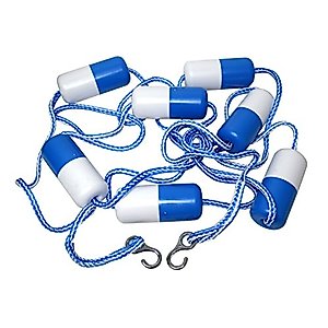 ATIE 18' Swimming Pool Safety Divider Rope and Float Line with 2 Pre-Assembled Stainless Hooks and 7 Bi-Tone Floating Buoys for Effective Visibility (18 FT)