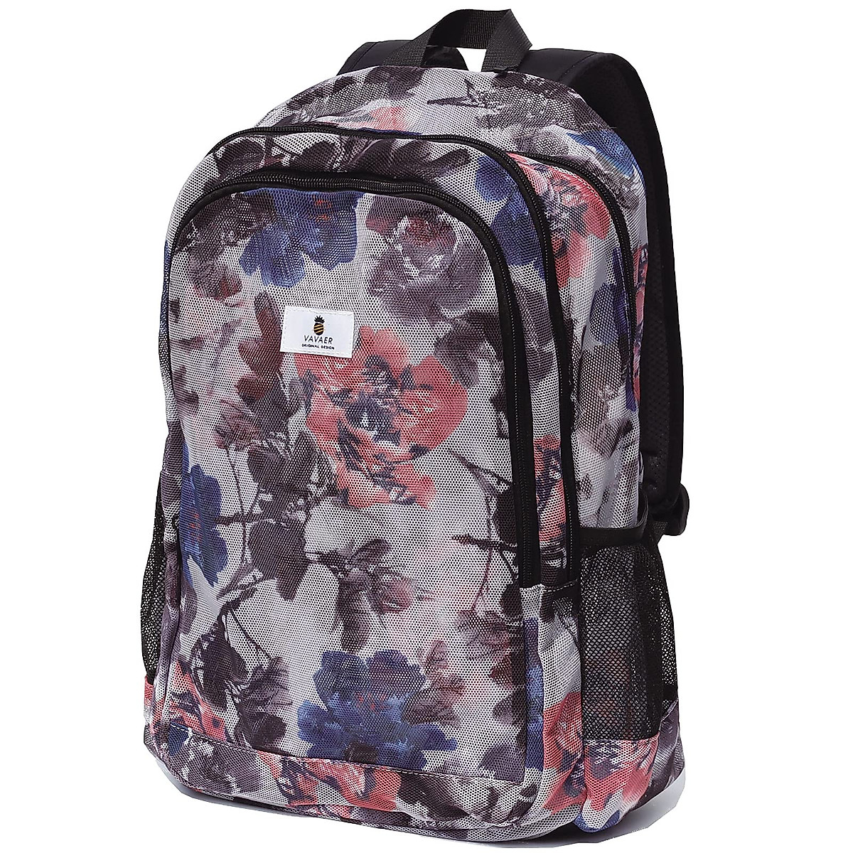 VAVAER Floral Large Mesh Backpack Travel Laptop Backpack College School Computer Bag Beach Bag Multipurpose