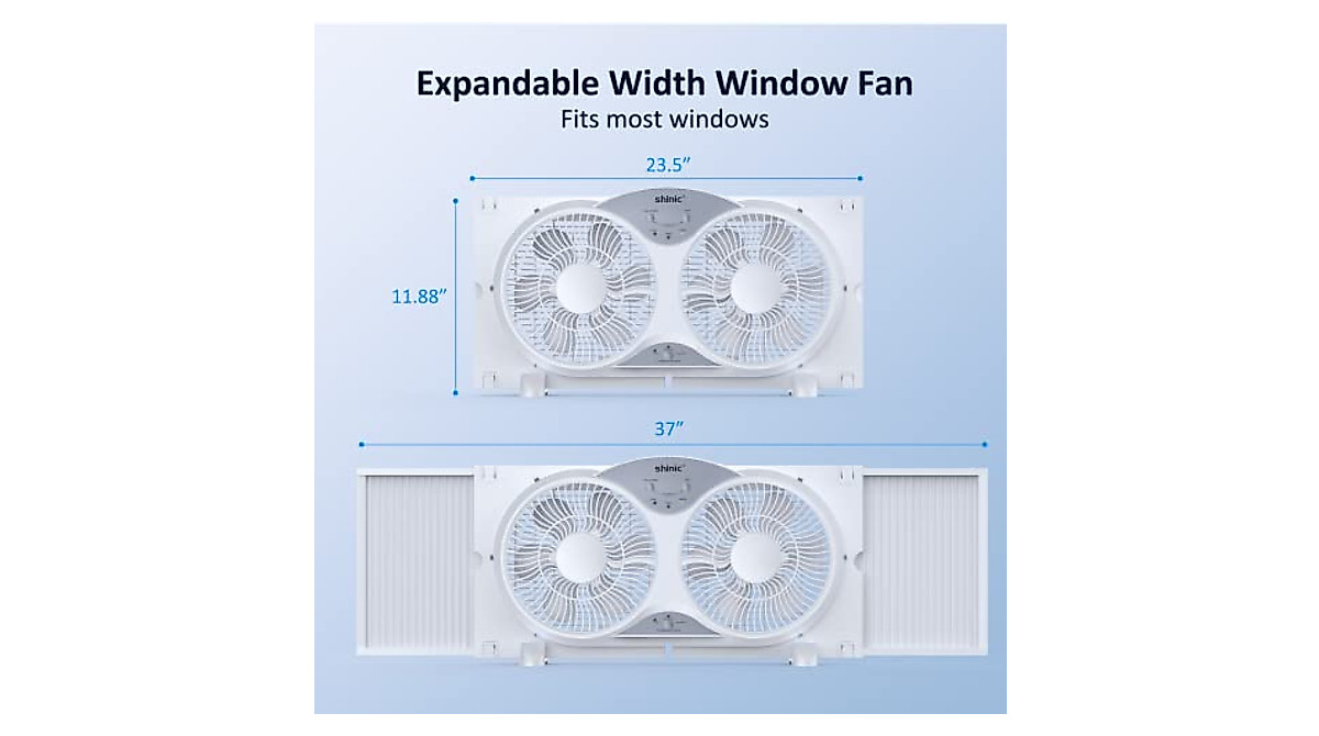 Shinic 9" Reversible Twin Window Fan with Remote Control