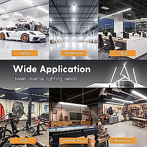 BBOUNDER 20 Pack Linkable LED Shop Light with Reflector, Super Bright 6500K Cool Daylight, 4400 LM, 4 FT, 48 Inch Integrated Fixture for Garage, 40W Equivalent 250W, Surface & Suspension Mount, Black