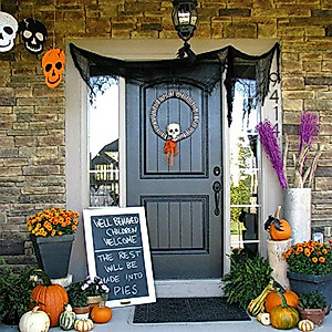 Linkbro (48 x 240 in.) Halloween Creepy Cloth, Spooky Giant Cheese Cloth Tapestry for Halloween Party Supplies Decorations Outdoor Yard Home Wall Decor, Black