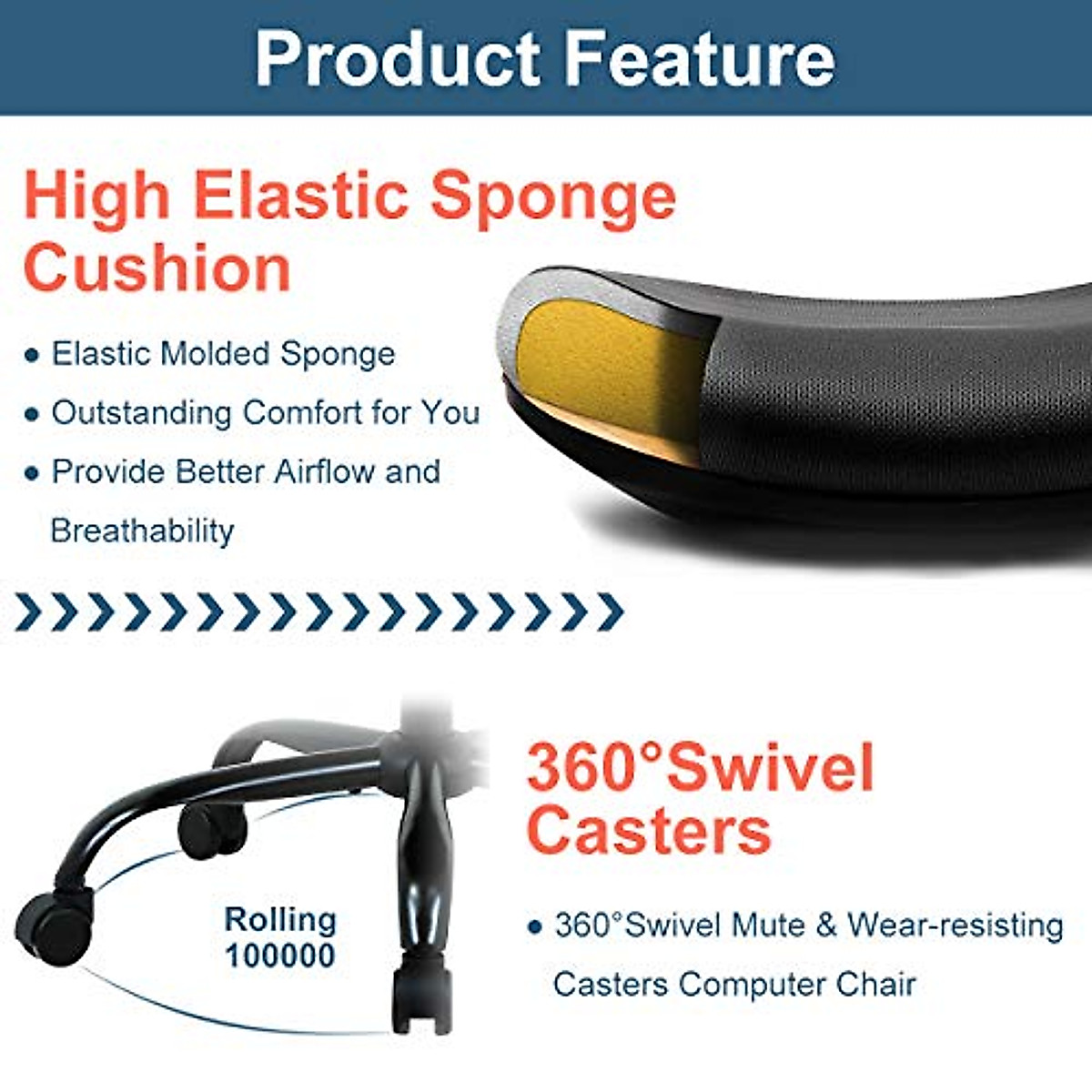 Big and Tall Executive Office Chair - 400lbs Adjustable Height PU Leather Swivel Ergonomic Desk Chair w/Thick Padding Headrest & Massage Lumbar Support Arms for Home Office Black