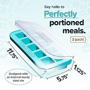 Souper Cubes 2 Tablespoon Freezing Tray with lid, Aqua color, Pack of Two