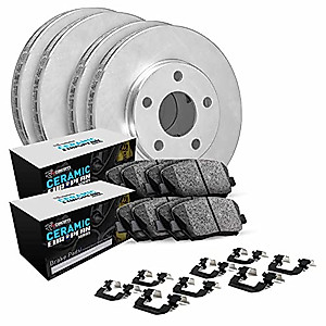 R1 Concepts Front Rear Brakes and Rotors Kit |Front Rear Brake pads| Brake Rotors and Pads| Euro Ceramic Brake Pads and Rotors| Hardware Kit|fits 2015-2022 Fiat 500X; Jeep Renegade