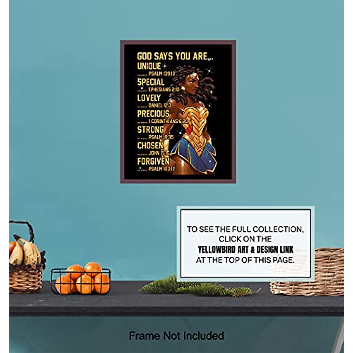 African American Woman - African American Wall Art for Girls - God Says You Are - Christian Wall Decor - Bible Verses - Black Wall Art - Religious Gifts for Women - Inspirational Motivational Unframed