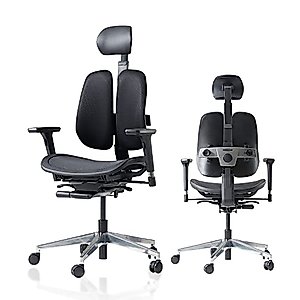 Duorest [Dual-backrests Alpha - Ergonomic Office Chair, Home Office Desk Chairs, Executive Office Chair, Best Office Chair for Lower Back Pain, Mesh Office Chair, Office Desk Chair (Black)
