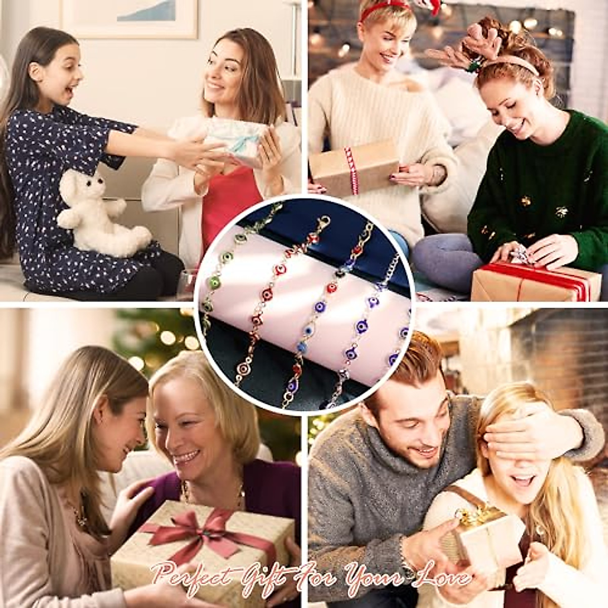 choice of all Evil Eye Bracelet for Women,14K Gold Plated Turkish Blue Eye Chain Bracelets for s Christmas (Blue)