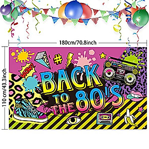 80's Party Decorations, Extra Large Fabric Back to The 80's Hip Hop Sign Party Banner Photo Booth Backdrop Background Wall Decorating Kit for 80's Party Supplies, 70.8 x 43.3 Inch